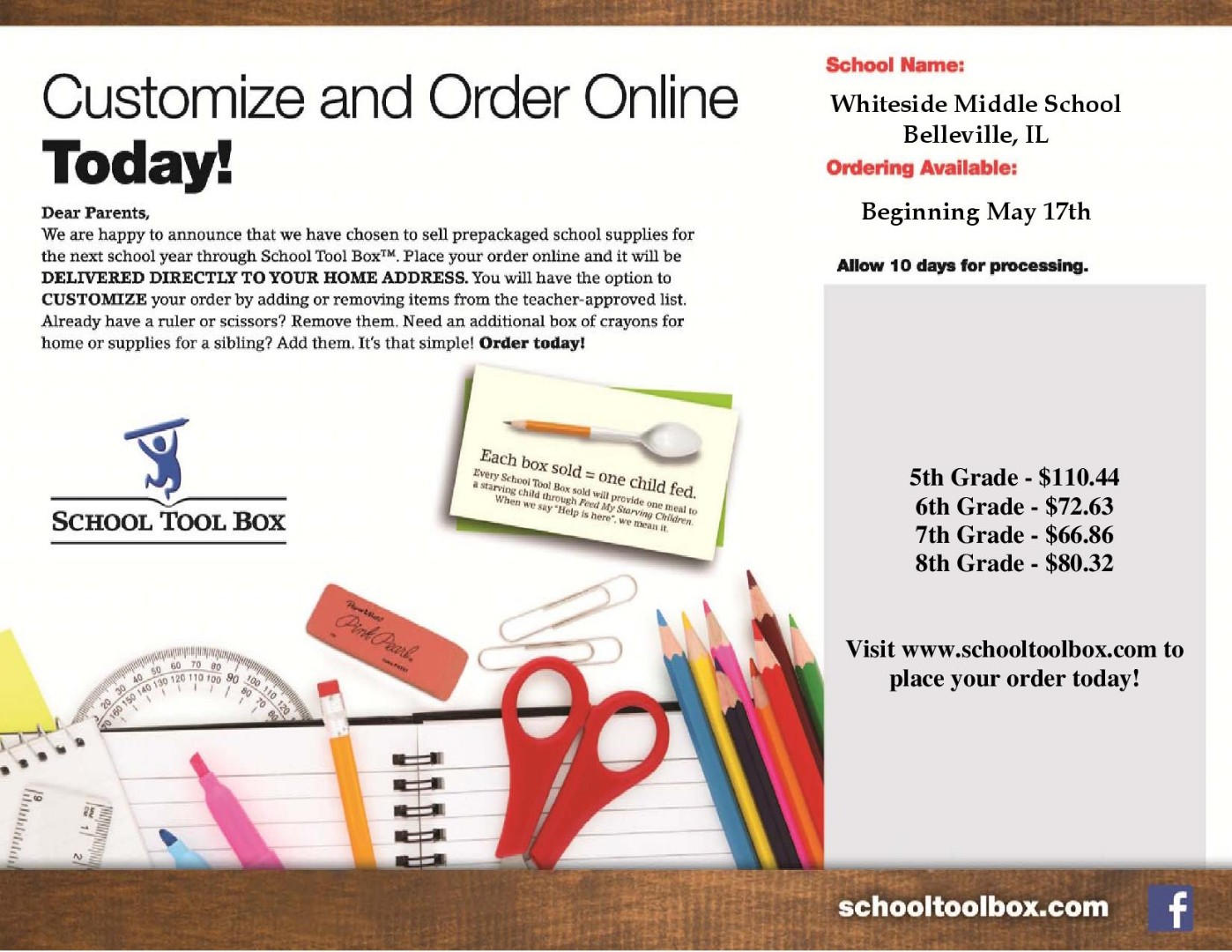 Whiteside School District 115 - School Supplies in a box - School tool box